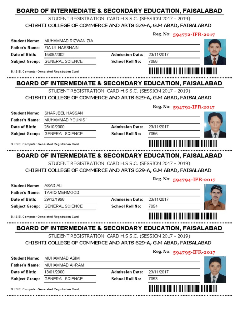 Board of Intermediate & Secondary Education, Faisalabad: Student ...