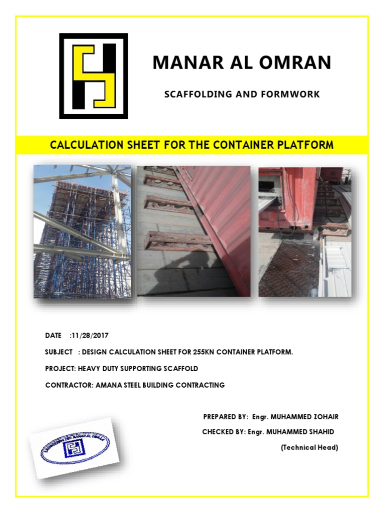 Scaffold Design Calculations | PDF | Beam (Structure) | Scaffolding