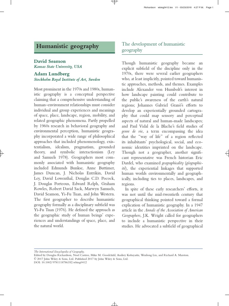 Humanistic Geography Encyclopedia Entry | PDF | Geography | Humanism