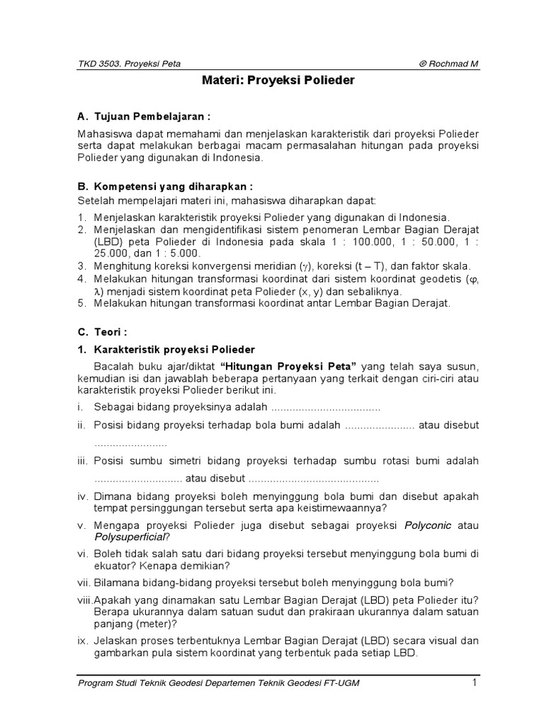 Proyeksi Polieder: Karakteristik dan Hitungan | PDF