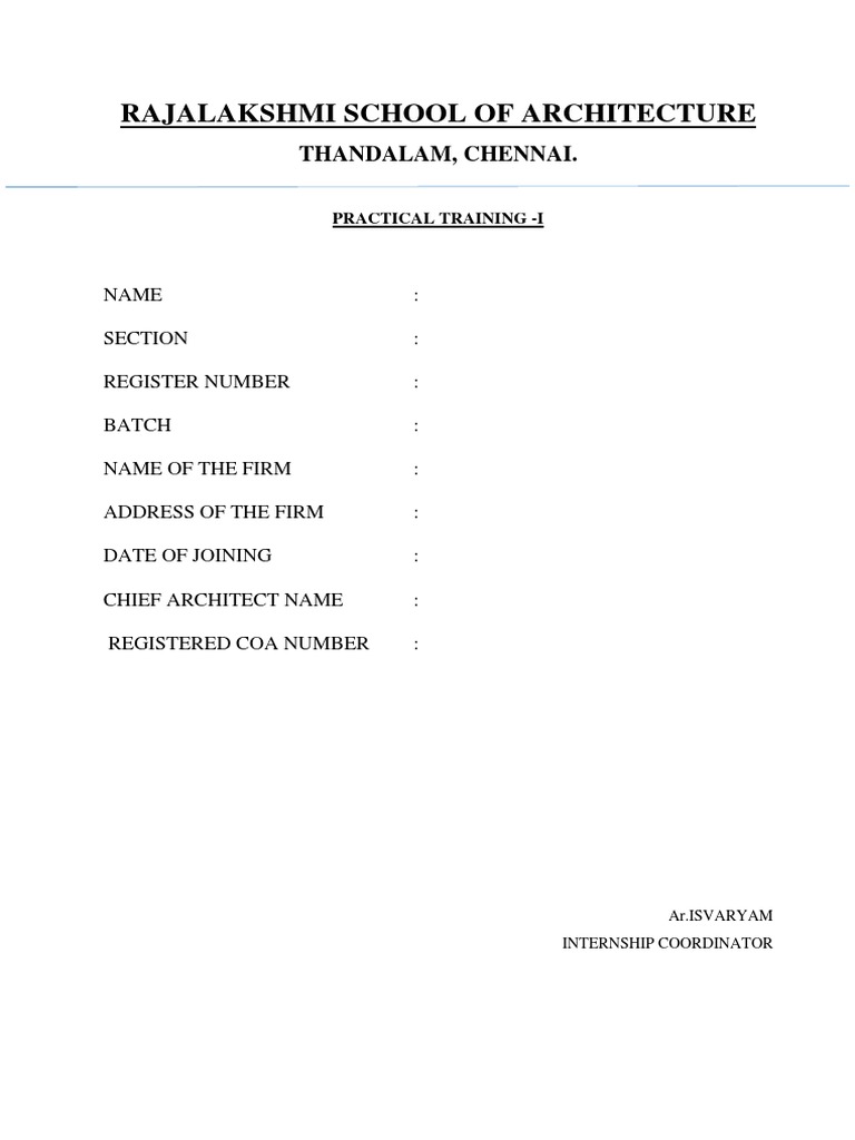 Rajalakshmi School of Architecture: Thandalam, Chennai | PDF