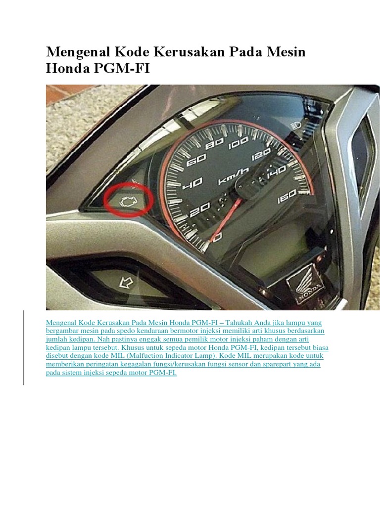 Mengenal Kode Kerusakan Pada Mesin Honda PGM | PDF