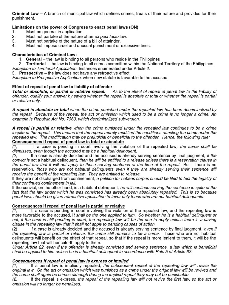Total or Absolute, or Partial or Relative Repeal | PDF | Conspiracy ...
