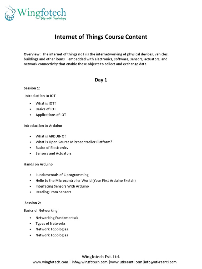 Internet of Things Course Content | PDF