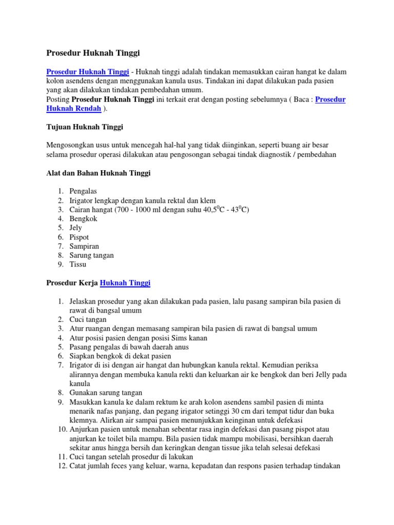 Prosedur Huknah Tinggi | PDF | Kesehatan Holistik