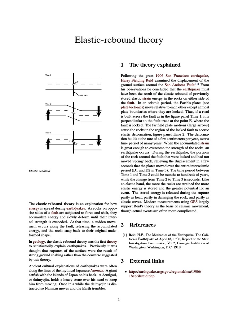 1-Elastic-Rebound Theory Wikipedia PDF | PDF | Earth Sciences | Geology