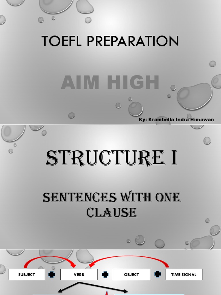 TOEFL Sentence Structure Guide | PDF | Verb | Subject (Grammar)