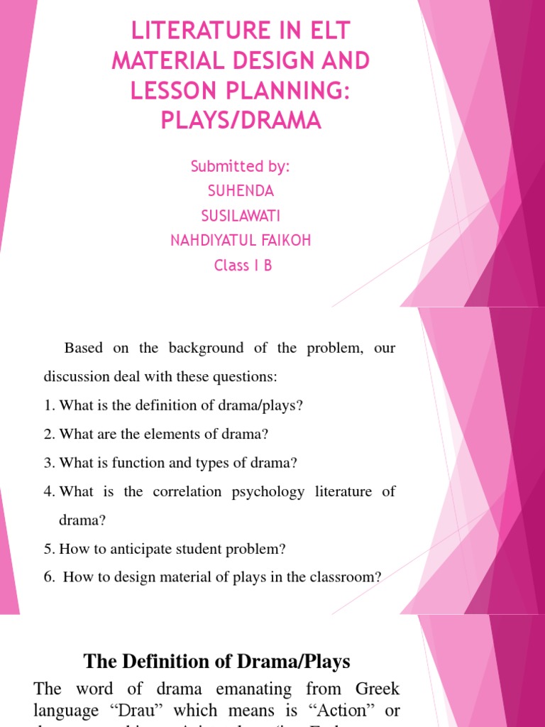 Elements, Functions, and Design of Drama in the ELT Classroom | PDF ...