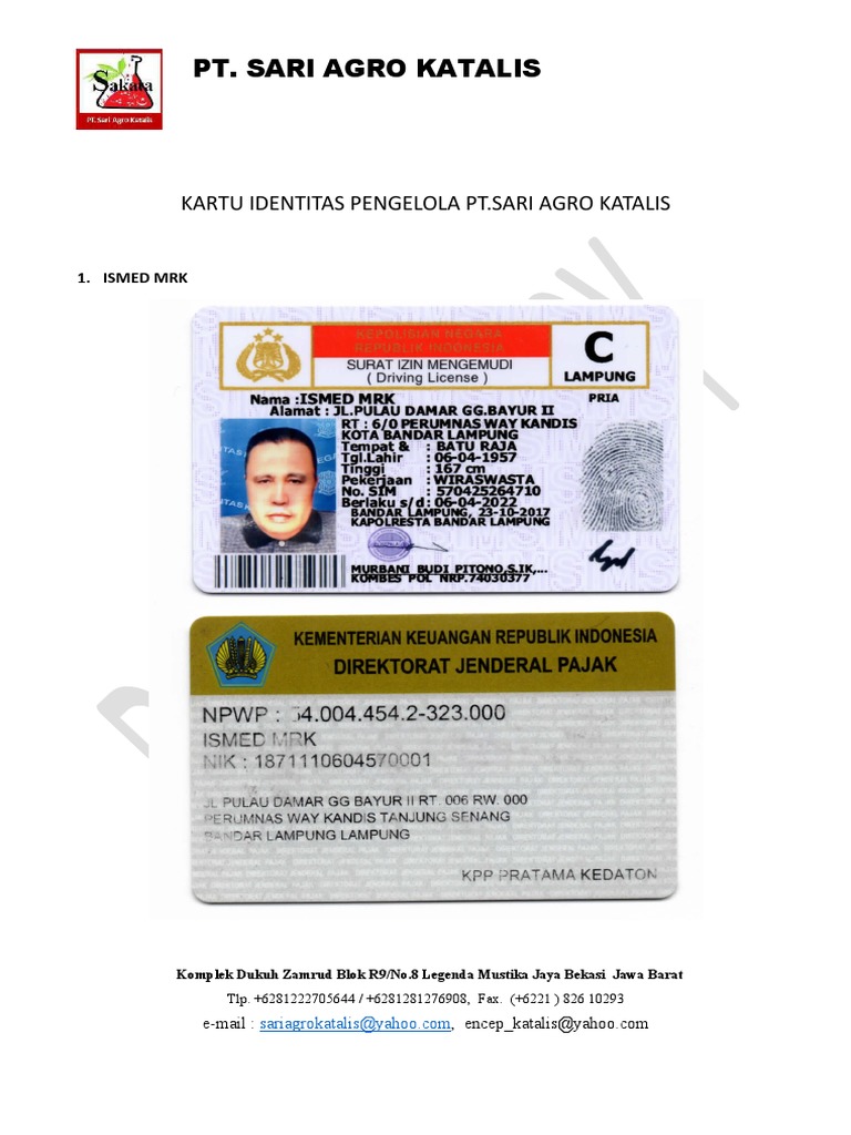 Data Identitas Pengurus Sakata2 | PDF