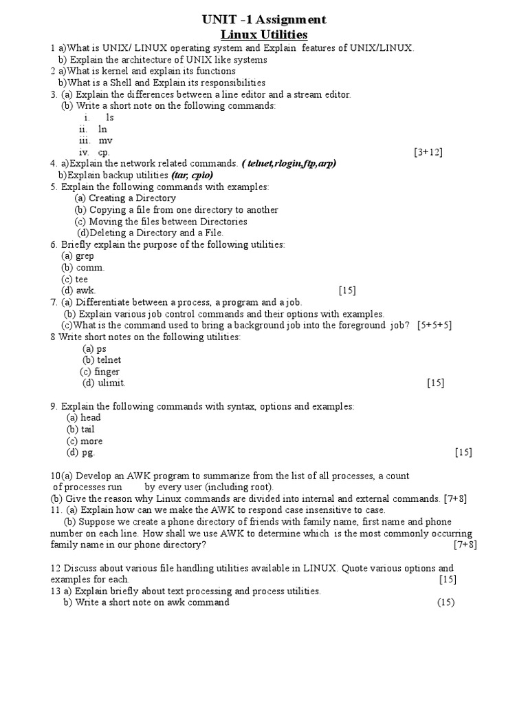 LP Unit 1 Assignment | PDF | Linux | Unix