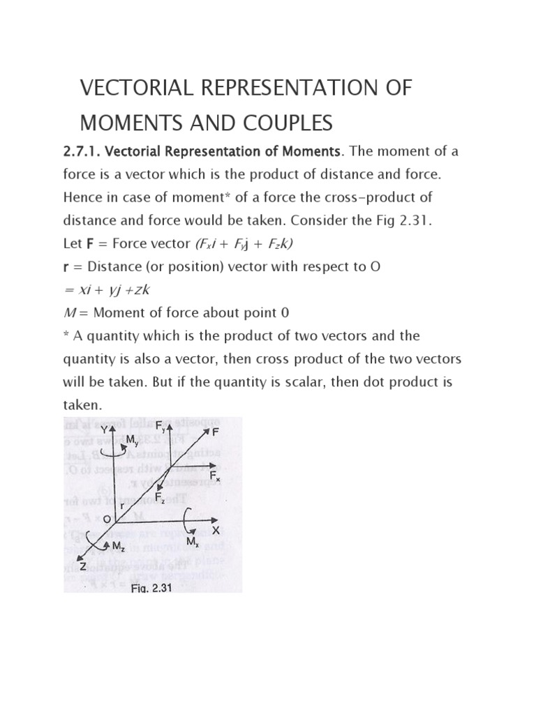 Vectorial Representation of Moments and Couples | PDF