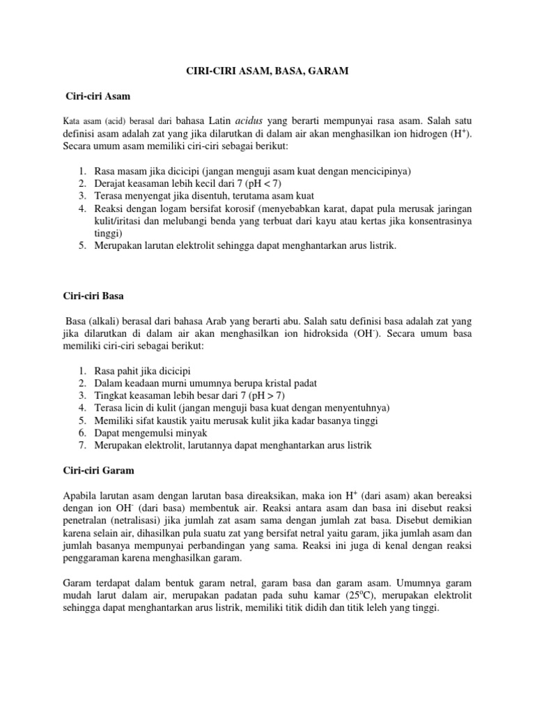 Ciri-Ciri Asam, Basa Garam | PDF | Seni & Disiplin Bahasa