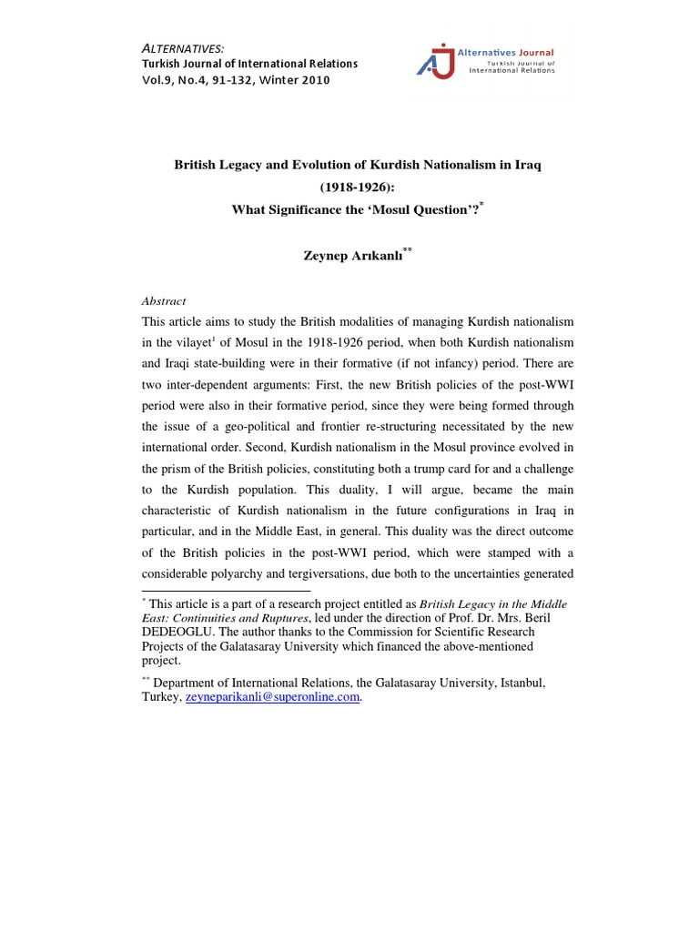 Mosul Question | PDF | Kurds | Kurdistan