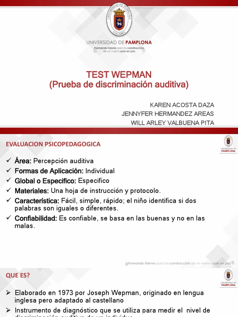 Test de Wepman: Discriminación Auditiva | PDF | Aprendizaje | Sicología