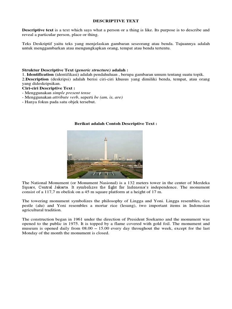Panduan Teks Deskriptif Bahasa Inggris | PDF | Karier & Perkembangan ...
