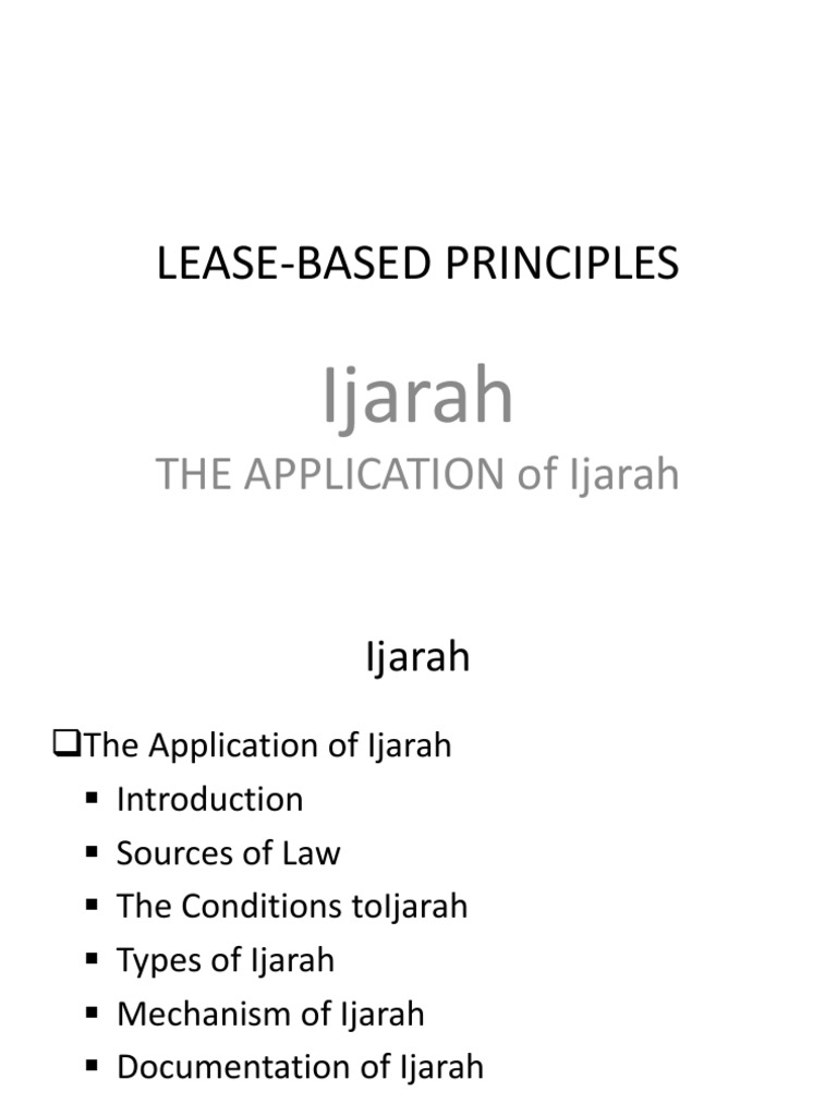 Ijarah | PDF | Islamic Banking And Finance | Lease
