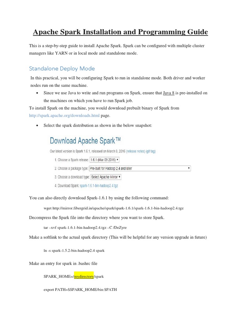 Apache Spark Installation And Programming Guide Pdf Apache Spark Apache Hadoop 8855