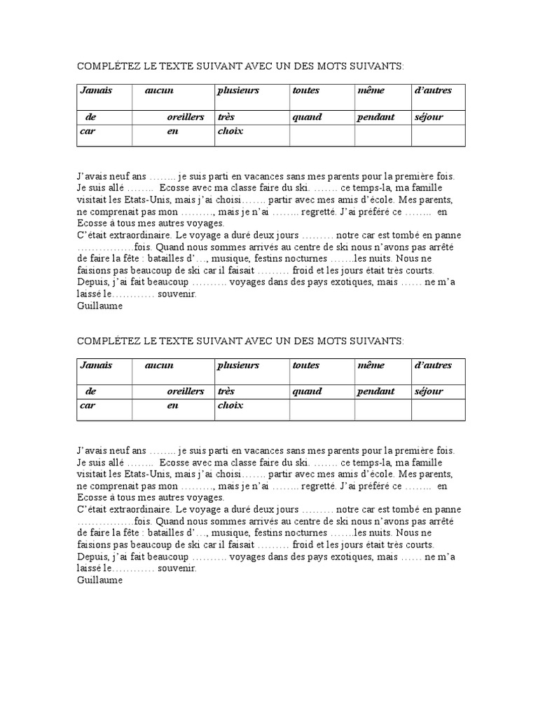 Complétez le texte de Guillaume | PDF | Art