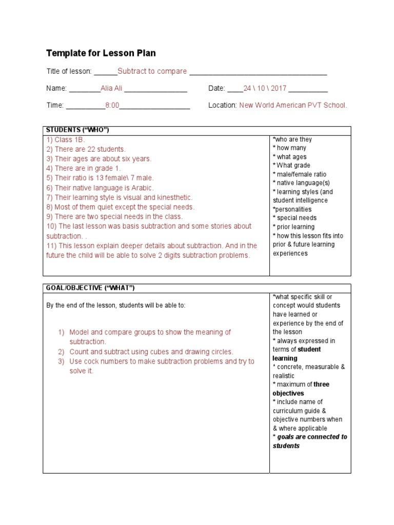 Lesson Plan 1 | PDF | Lesson Plan | Special Education