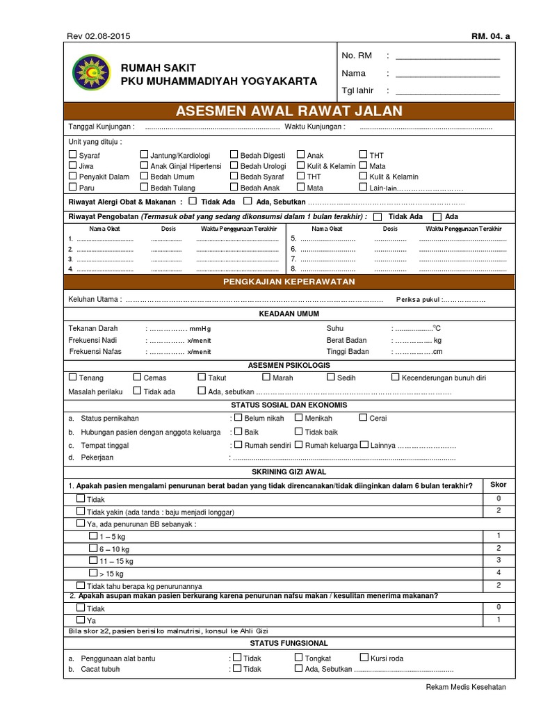 Rm04a Asesmen Awal Rawat Jalan | PDF