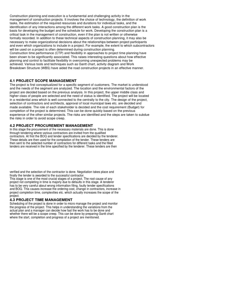Construction Planning And Execution Is A Fundamental And Challenging