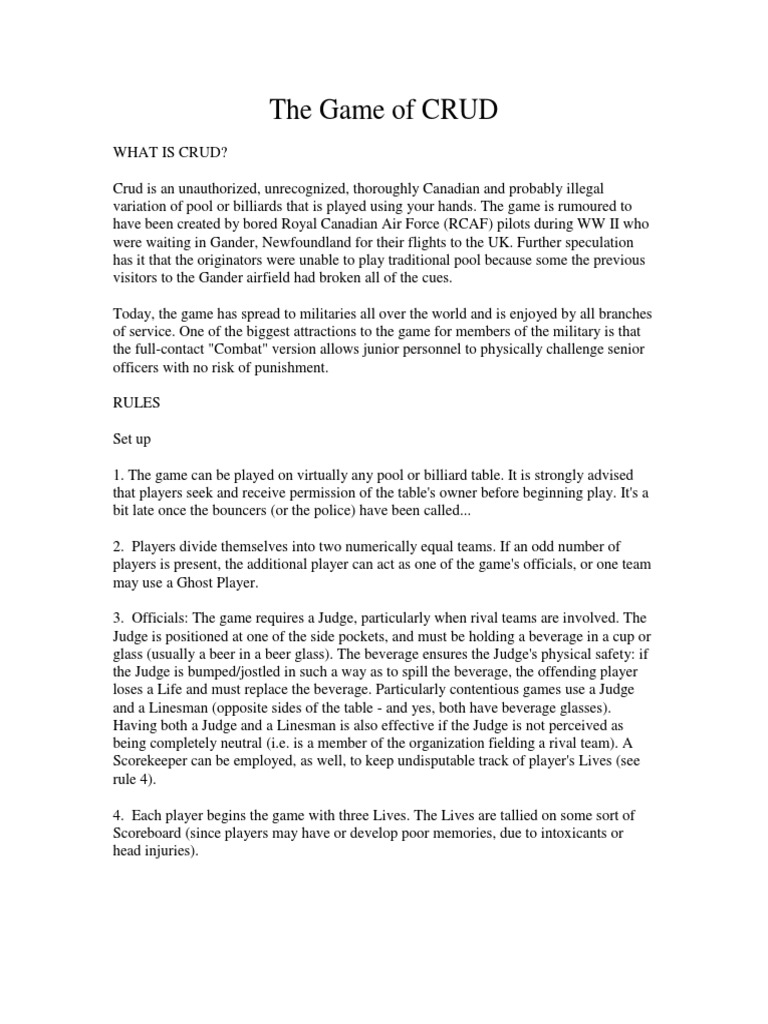 13 Game Crud | PDF | Individual Sports | Precision Sports