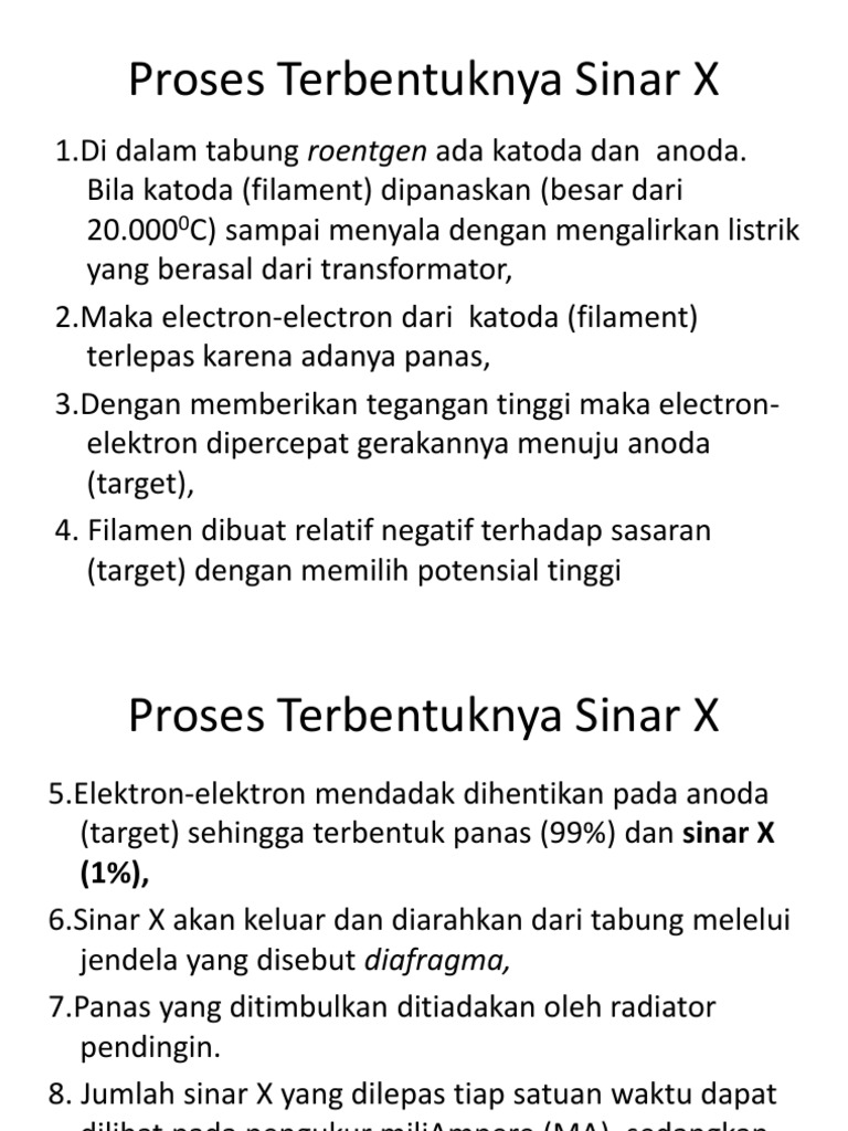 Proses Terbentuknya Sinar X Pdf