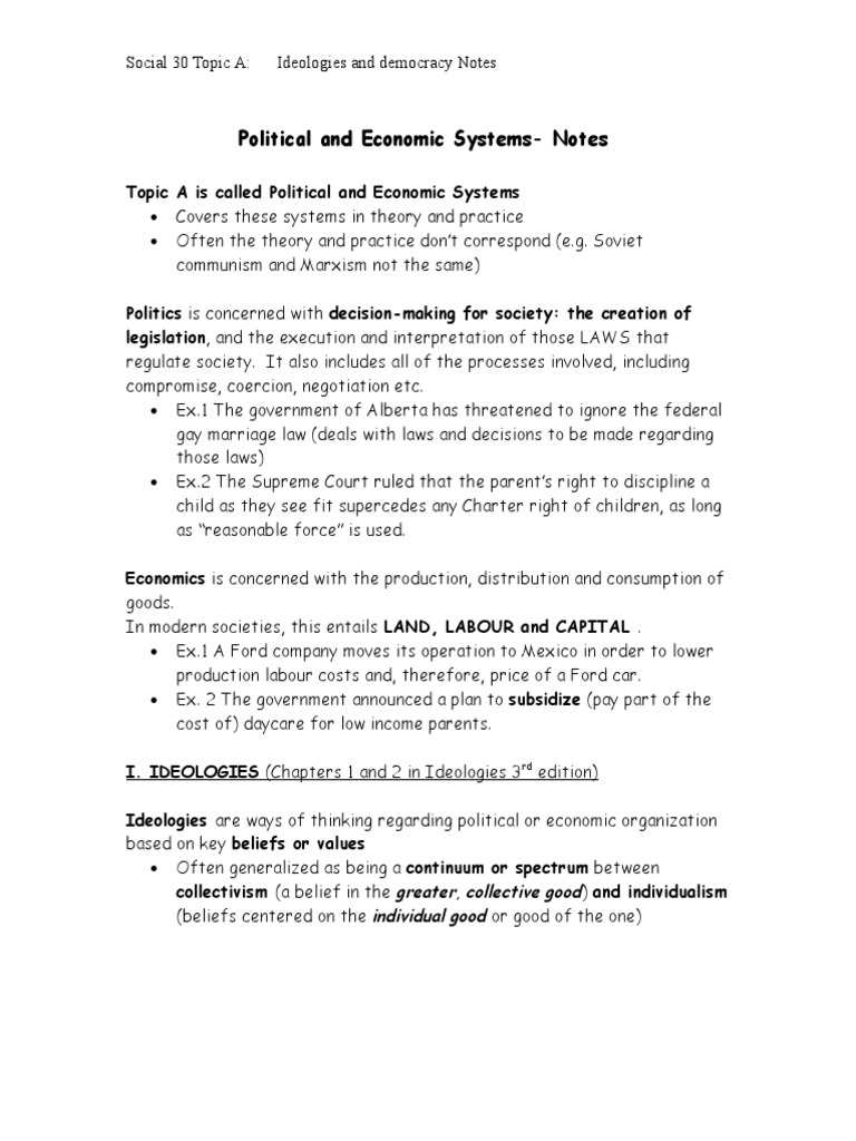 Political and Economic Systems Overview | PDF | Forms Of Government ...