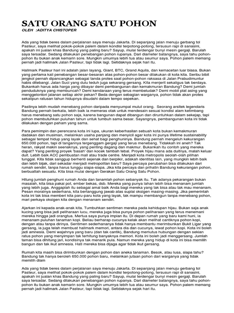 Satu Orang Satu Pohon | PDF