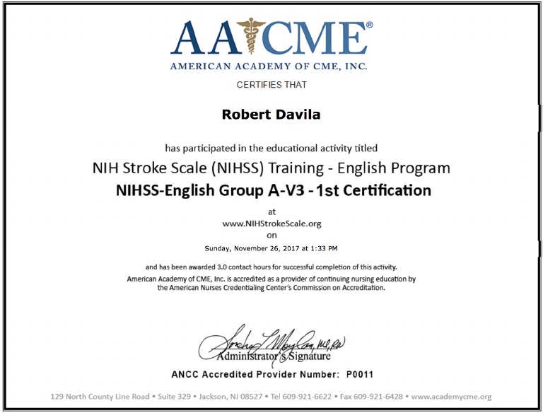 Rdav Nih Stroke Scale Certification | PDF