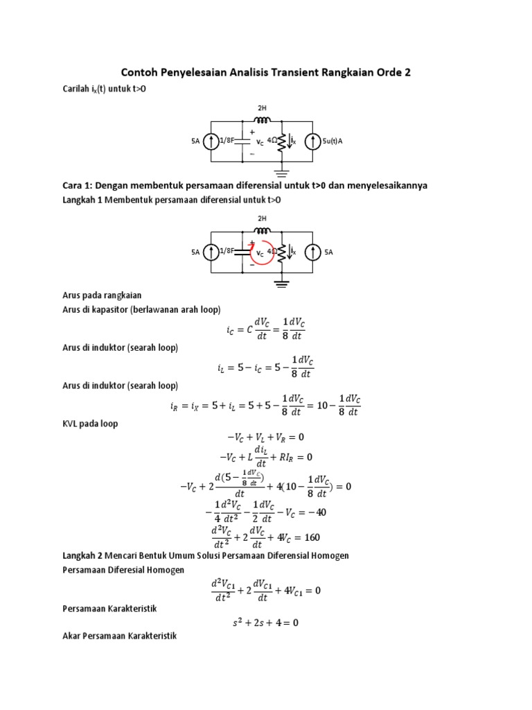 Contoh Penyelesaian Analisis Transient Rangkaian Orde 2 | PDF