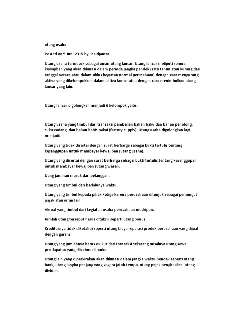 Utang Usaha | PDF