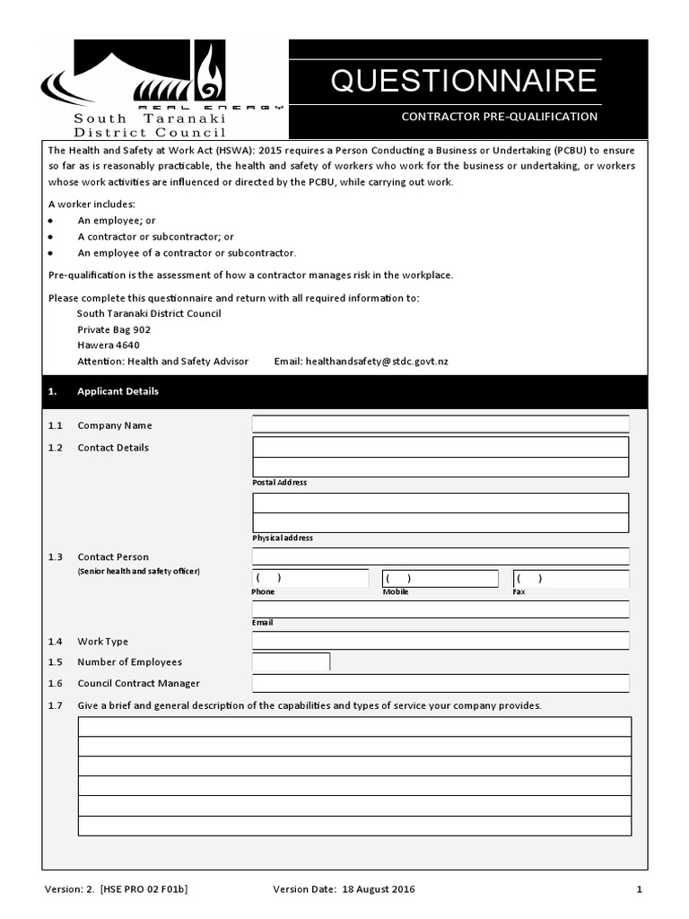 Contractor Health & Safety Pre-Qualification | PDF | Occupational ...
