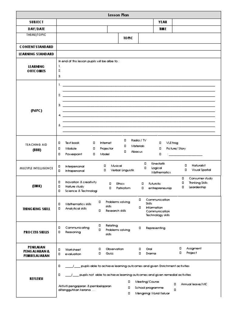 Borang RPH Maths 2017 | PDF | Communication | Teaching Mathematics