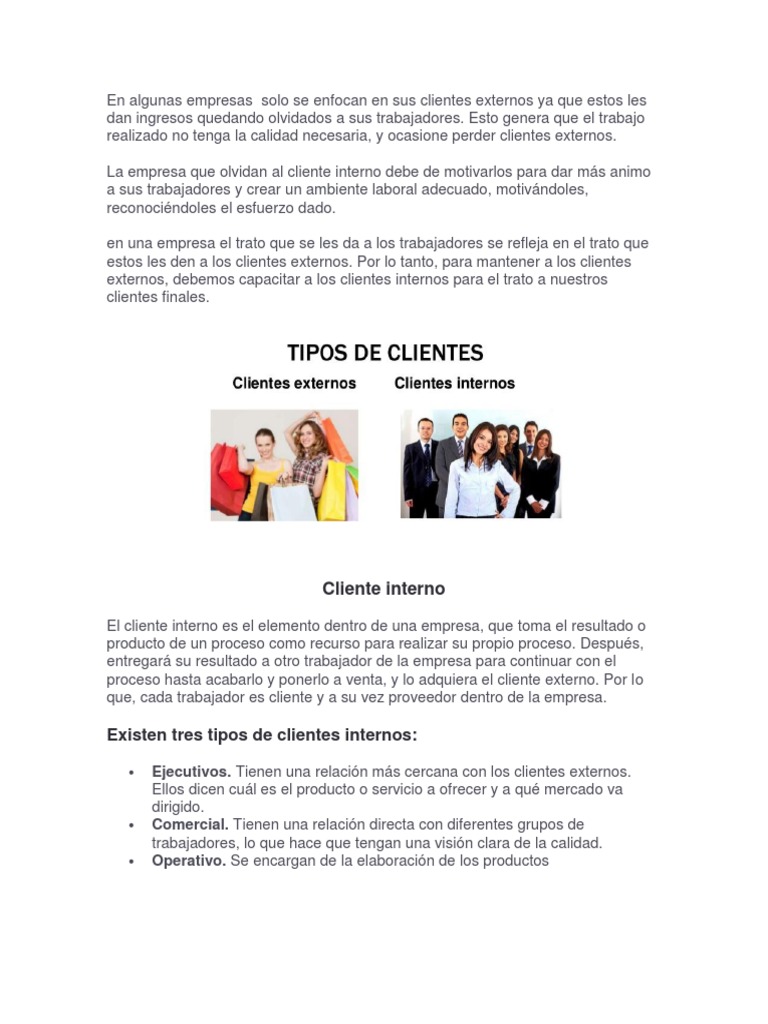Clientes internos y externos en empresas | PDF | Finanzas y dinero