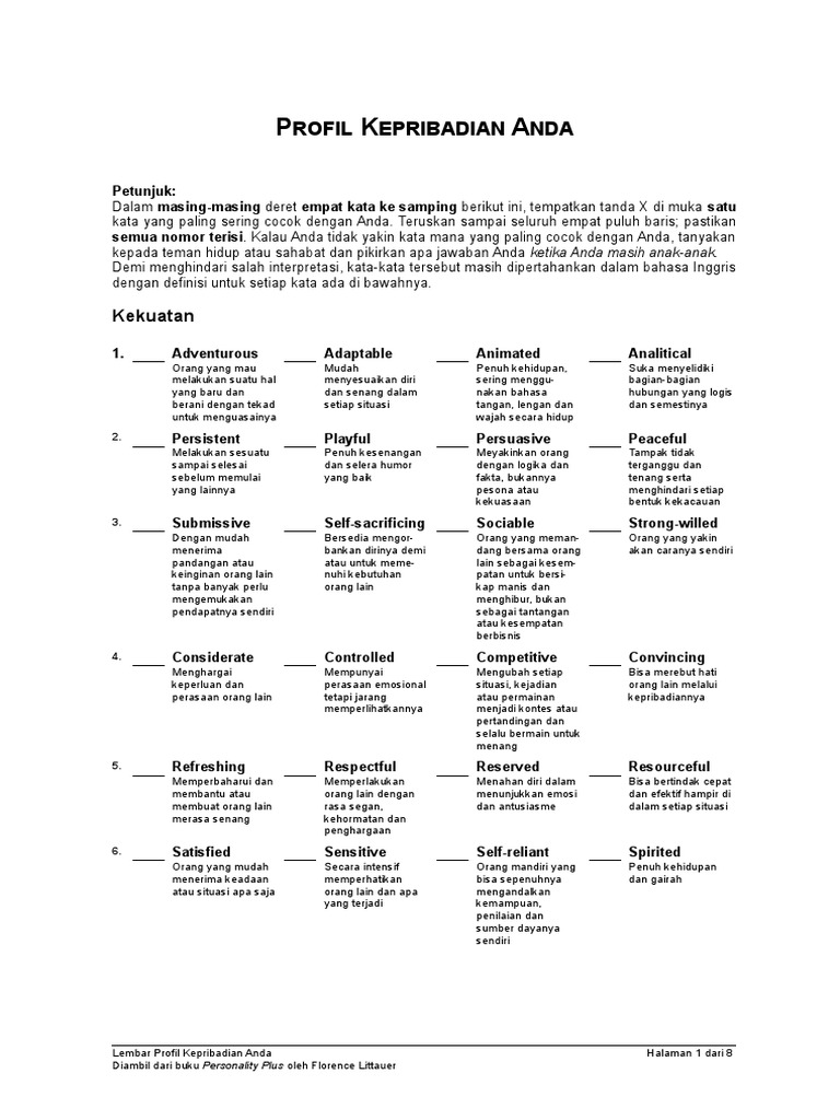 Personality Plus Questionnaire - Portrait | PDF