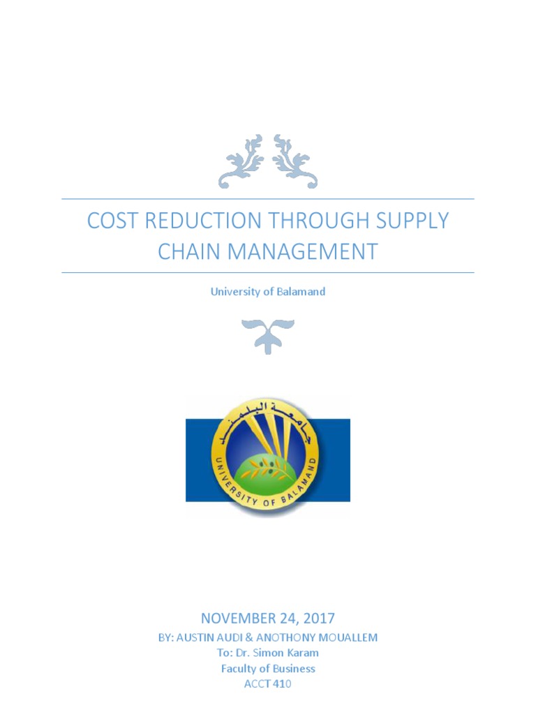 Cost Reduction Through Supply Chain Management | PDF | Supply Chain ...