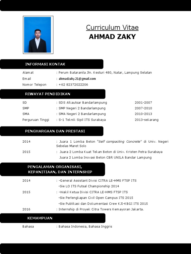 CV Ahmad Zaky | PDF