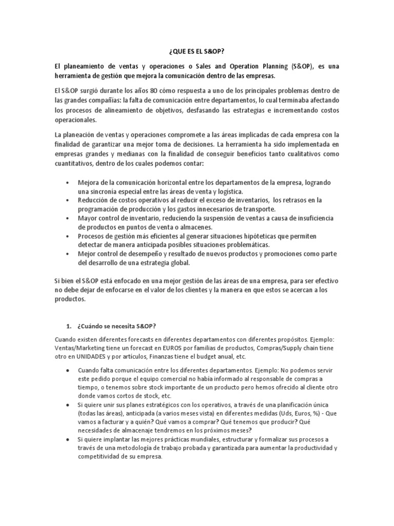 Que Es El Sop | PDF | Planificación | Marketing
