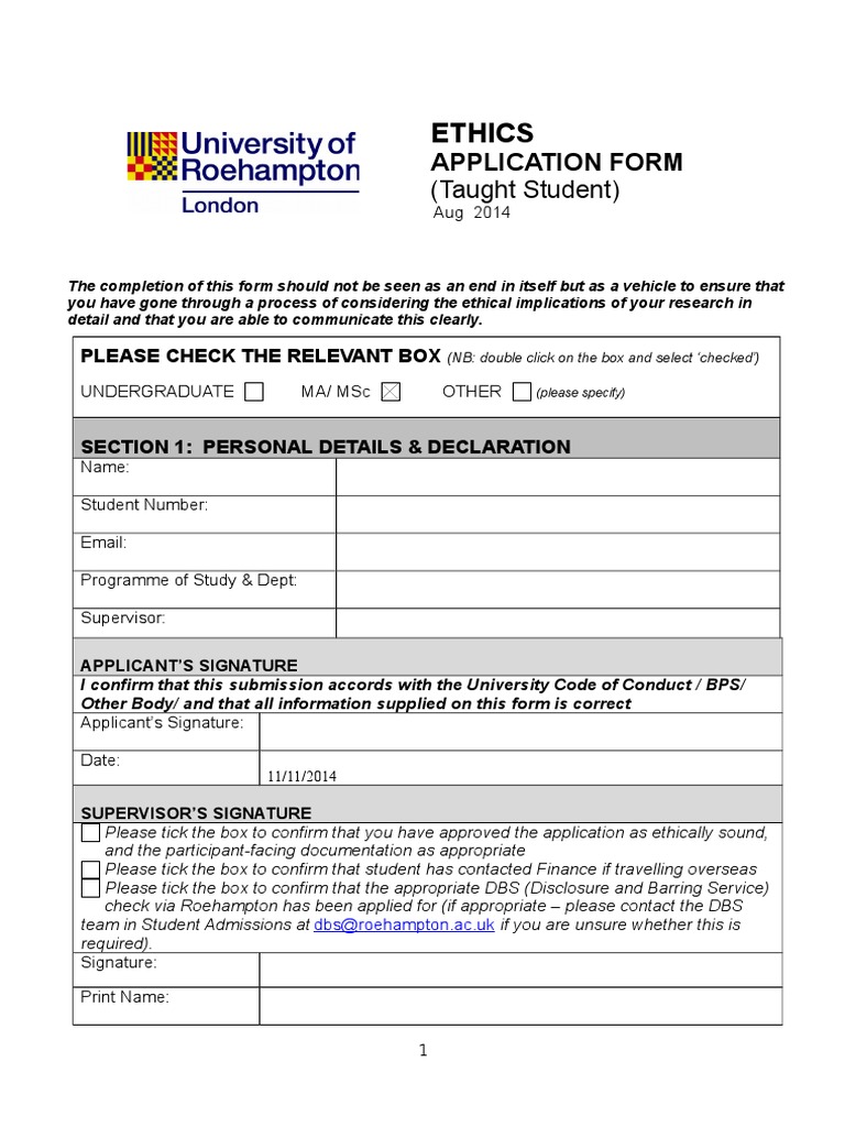 Ethic Form 1 | PDF | Survey Methodology | Informed Consent