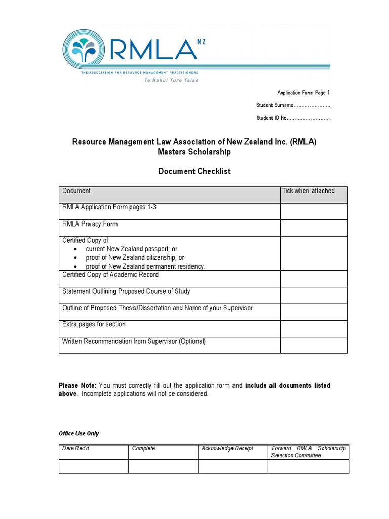 RMLA Masters Scholarship Guide | PDF | Thesis | Government And Personhood