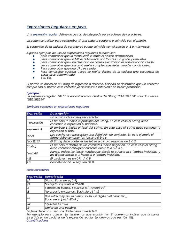Expresiones Regulares Java