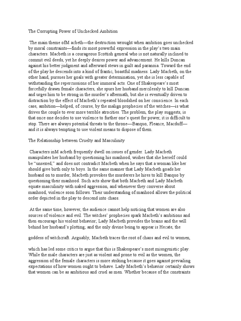 The Corrupting Power of Unchecked Ambition | Macbeth | Shakespearean ...