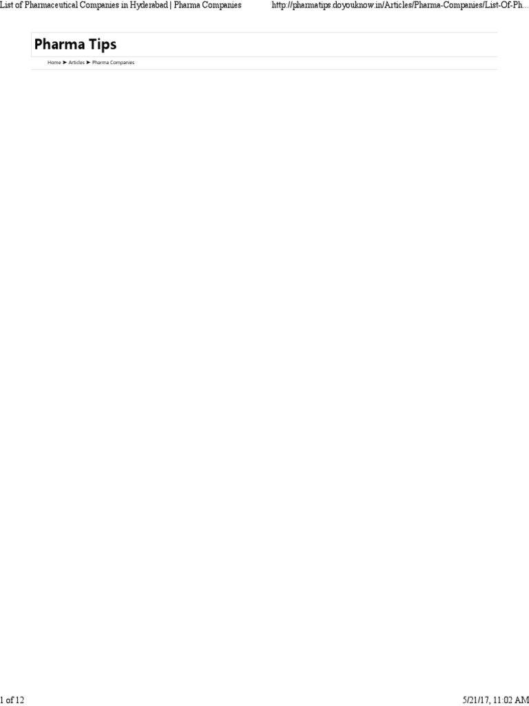 List of Pharmaceutical Companies in Hyderabad - Pharma Companies | PDF ...