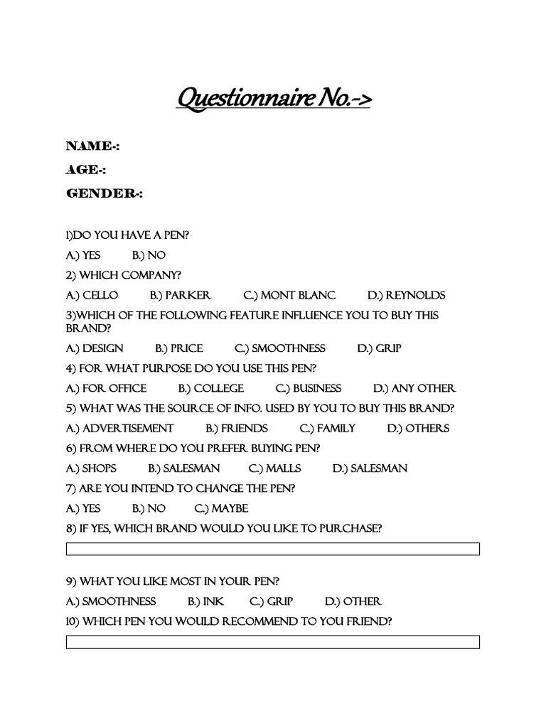 Survey on Pen Brand Preferences and Usage | PDF