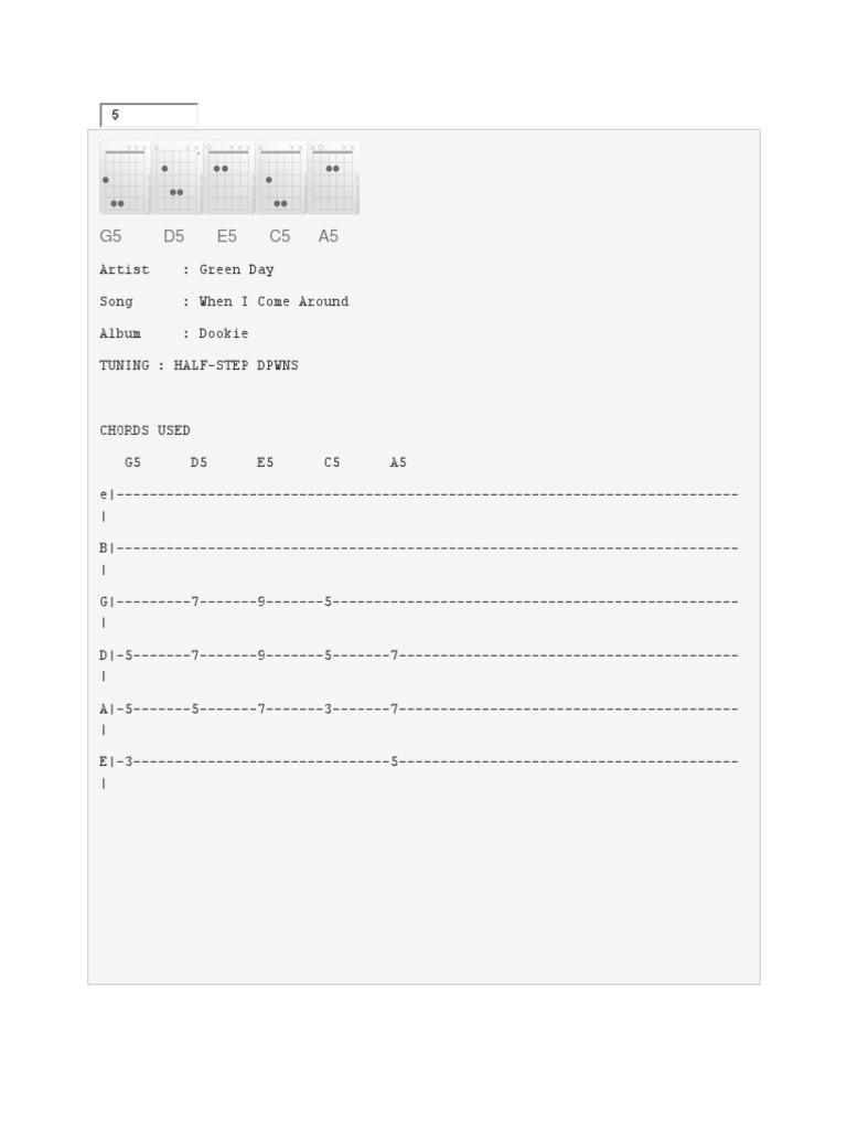 Green Day: When I Come Around Chords | PDF | Song Structure | Songs