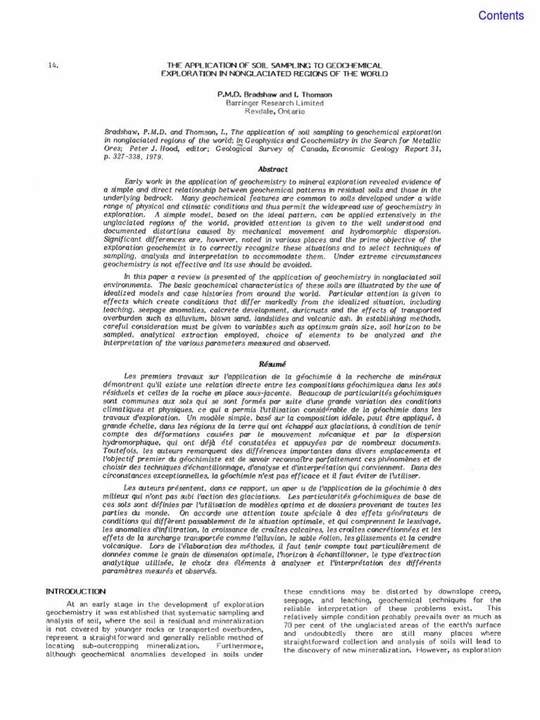 Soil Sampling in Geochemical Exploration | PDF | Geochemistry | Soil