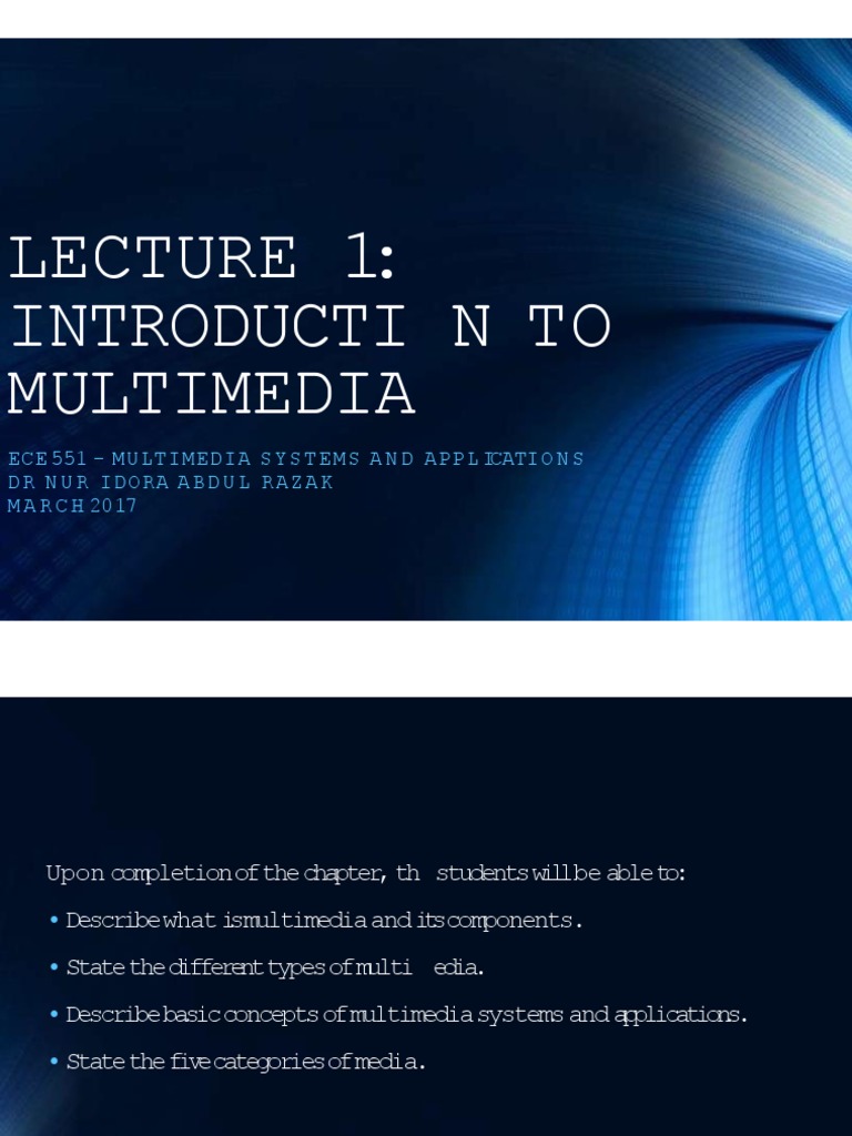 L1 - Introduction To Multimedia | PDF | Multimedia | Computing