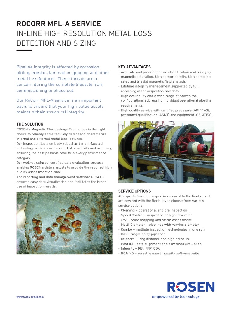 Rosen Group Rocorr MFL A Service | PDF | Science | Technology (General)
