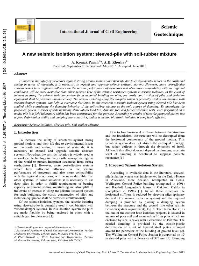A New Seismic Isolation System-Sleeved Pile With SRM | PDF | Deep ...